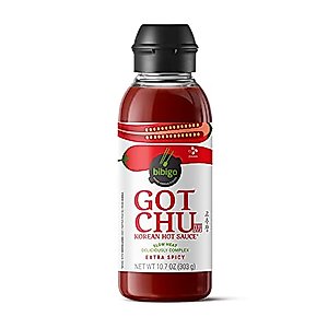 bibigo GOTCHU - Extra Spicy Korean Hot Sauce, Made with Gochujang Fermented pepper paste, Low Heat Sweet-Spicy-Savory-Earthy Flavor [10.7 Oz Squeeze Bottle]