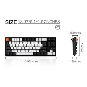 Keychron C1 Mac Layout Wired Mechanical Keyboard, Gateron G Pro Brown Switch, Tenkeyless 87 Keys ABS keycaps Computer Keyboard for Windows PC Laptop, RGB Backlight, USB-C Type-C Cable