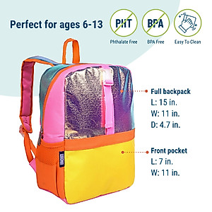 Wildkin Pack-it-All Kids Backpack for Boys & Girls, Ideal Size for School & Travel Backpack for Kids, Features Front Strap, Interior Sleeve, Back Support & Side Pocket (Orange Shimmer)