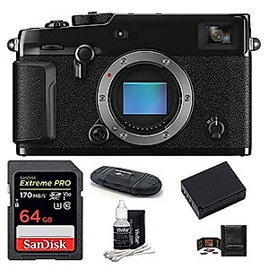 Fujifilm X-Pro3 Mirrorless Digital Camera Body (Black) Bundle, Includes: SanDisk 64GB Extreme PRO SDXC Memory Card + Spare Battery + More (6 Items)