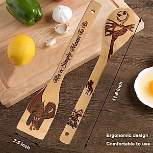 Jack Skellington Wooden Spoons for Cooking Utensils Set - Magic Pattern Burned Wooden Spatulas Kitchen Utensil Set for Kitchen Decor,Nightmare Before Christmas GiftS for Fans and Friends