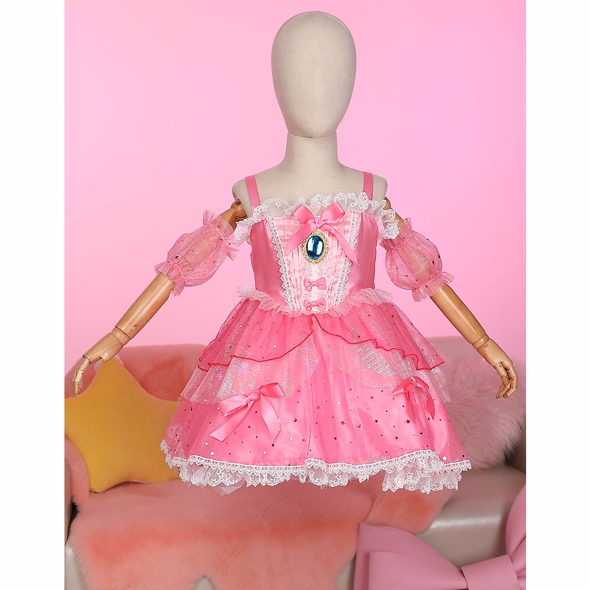 haikyuu Girls Pink Princess Cosplay Dress Birthday Party Dress up Halloween Costume (pink, large)