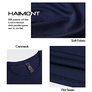 Haimont Men's Shirts Short Sleeve Dry Fit Moisture Wicking Workout Gym Tees, Mesh Performance T-Shirts, Navy, XXL