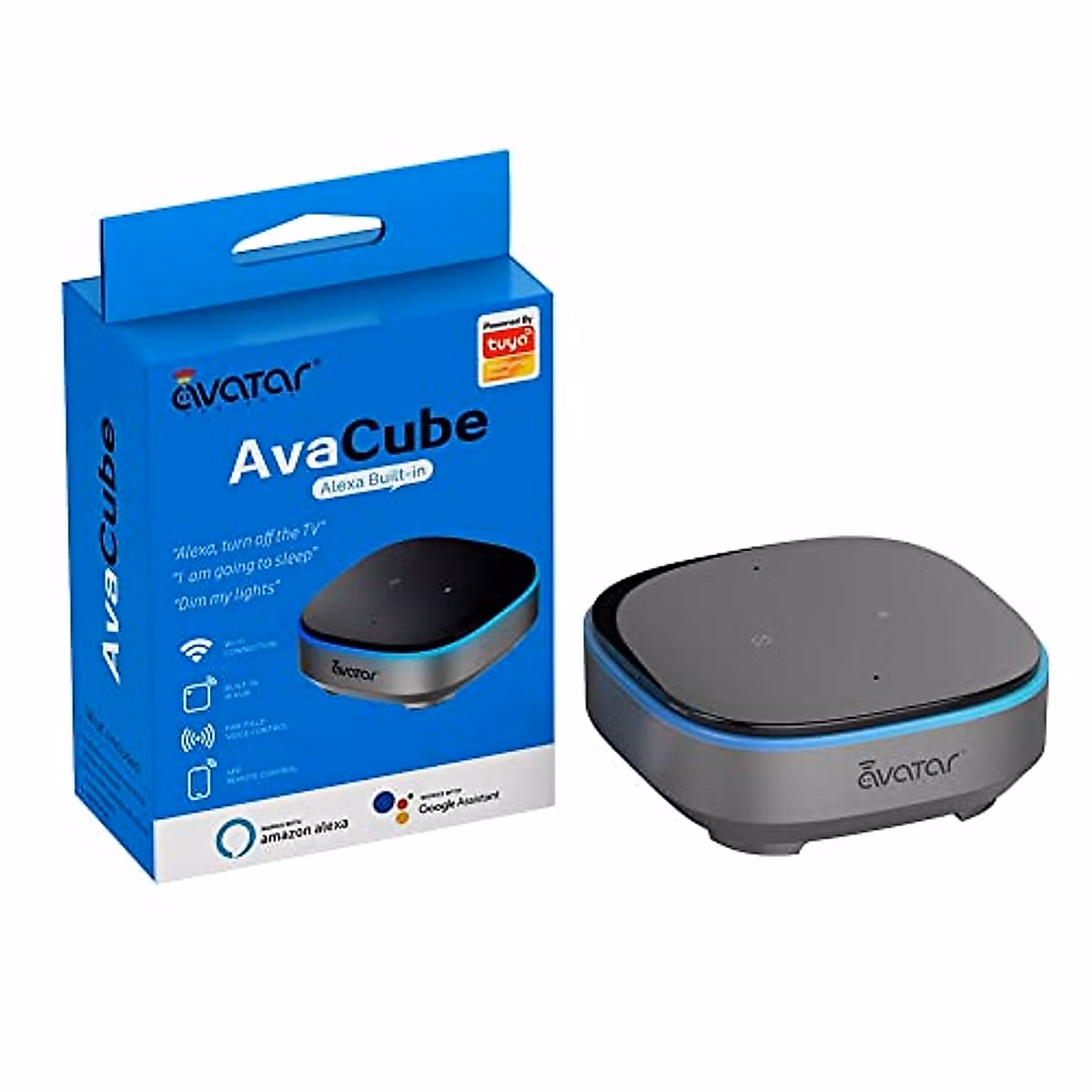 WiFi Smart IR Remote Controller with Alexa Built-in, Voice Control Smart Home/Avatar Controls/Infrared Device, Avacube IR Blaster for TV, STB, DVD, AC, Fan(AI Voice Hub)