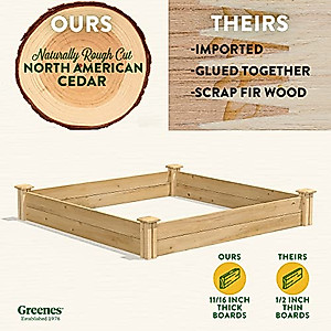 Greenes Fence Raised Garden Bed, 48" L x 48" W x 7" H, Cedar