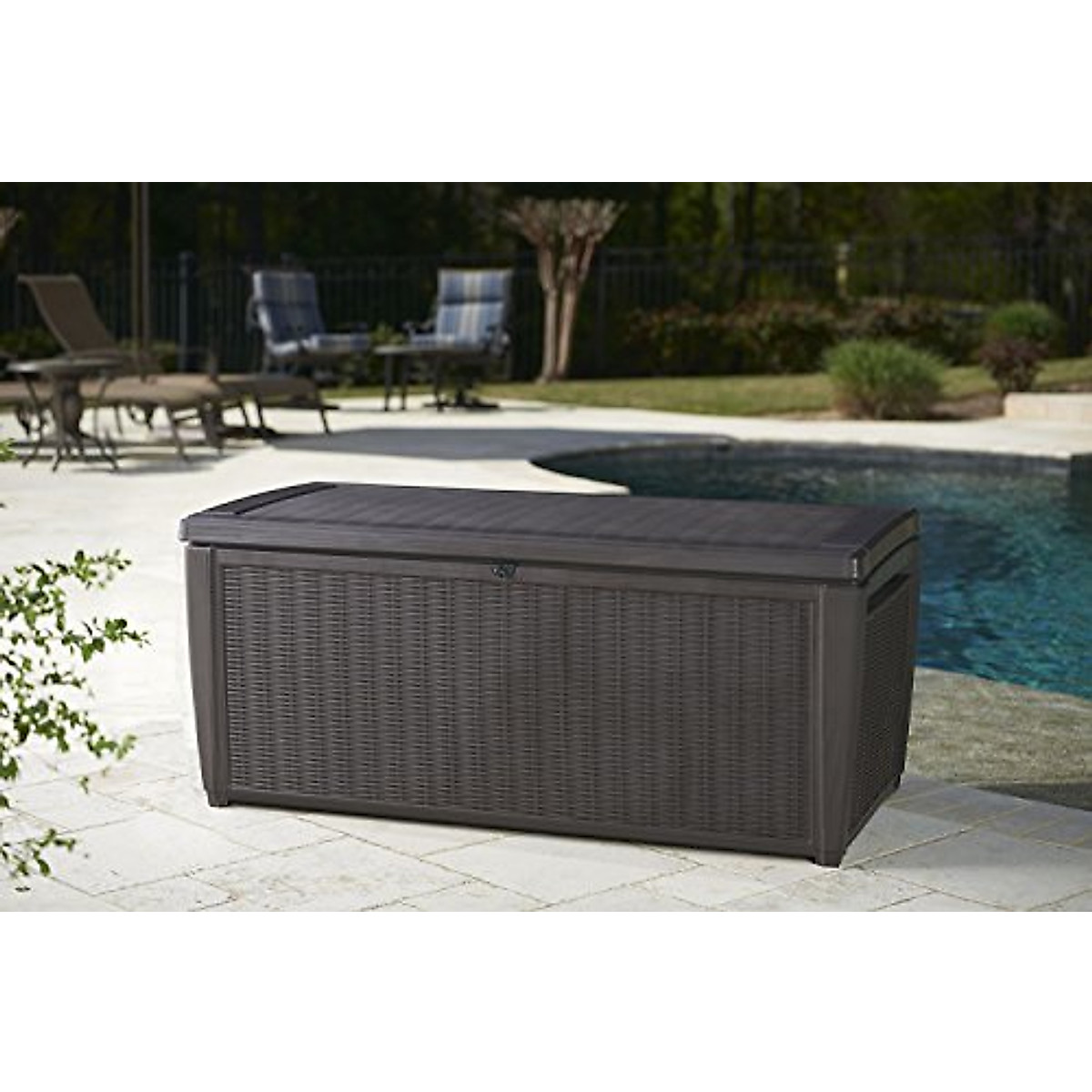 Keter Sumatra 135 gallon Outdoor Storage Rattan Deck Box, Brown