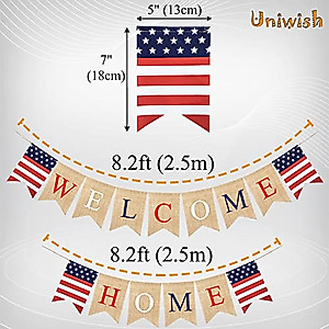 Uniwish Patriotic Welcome Home Banner Military Homecoming from Deployment Welcome Back Home Decorations Red White and Blue Theme Party Supplies