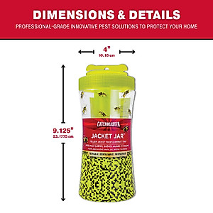 Catchmaster Yellow Jacket, Hornet, & Wasp Trap Jar 2-Pk, Reusable Bug Catcher with Attractant, Outdoor Flying Insect Trap, Wasp Killer Bug Trap, Pet Safe Pest Control for Backyard, Patio, & Shed