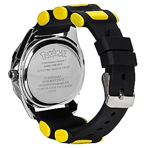 Accutime Kids Pokemon Pikachu Analog Quartz Wrist Watch with Black & Yellow Strap, Cool Inexpensive Gift & Party Favor for Boys, Girls, Adults All Ages (Model: POK9056AZ)