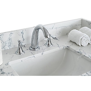 Montary 43"x 22" Bathroom Vanity Top Lightning White Engineered Marble Stone 3 Pre-Drilled Hole Vanity Top with Undermount Ceramic Sink and Backsplash (Not included Faucet)