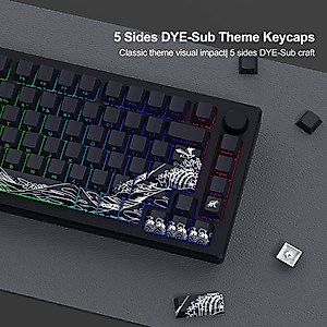 XVX Shine Through Keycaps - Double Shot PBT Keycaps 60 65 75 100 Percent, Side Print Key caps Custom 131 Keys Set, Dye Sub Wave of Kanagawa Key caps for Mechanical Keyboards