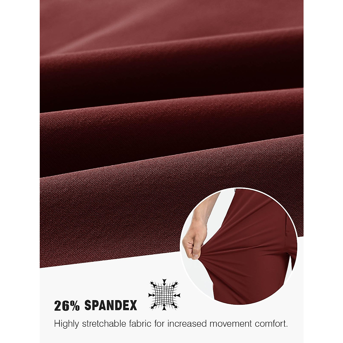 Rdruko Men's Work Shorts Stretch Dry Fit Golf Dress Sports Shorts(Wine Red, US 36)