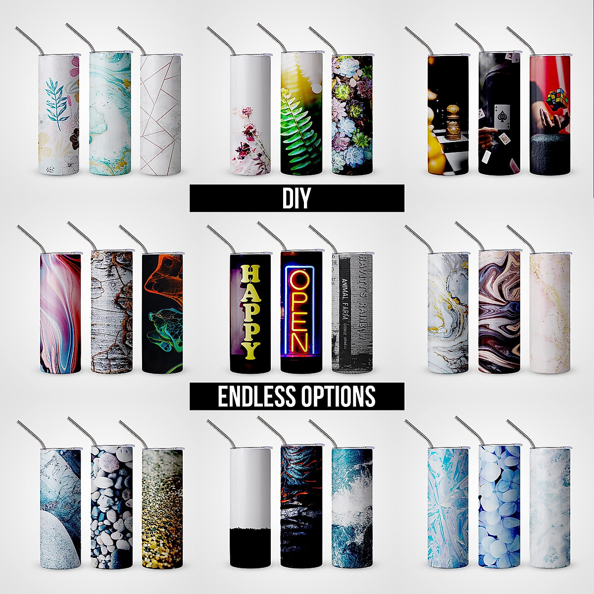 HOME OF SPOILS 4 Pack:Sublimation Tumblers 20 Oz Skinny | Sublimation Cups Tumbler with Lids, Tape, and Straws | Blank Tumblers For Sublimation | Sublimation Tumblers 20 oz Skinny Bulk - Leak Proof