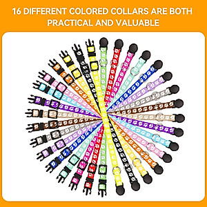 16 Pack Puppy Collars,Puppy Collars for Litter,Paw Print Safety Puppy Collars for Small Puppies,Nylon Breakaway Puppy ID Collars Whelping Collars Litter Collars Glow in The Dark(S)