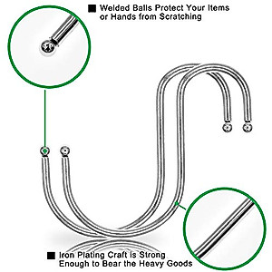 SumDirect S Hanging Hooks, Heavy Duty Stainless Steel S Shaped Hooks for Hanging Apparel Kitchenware Utensil (3 1/10 inch, 10pcs)