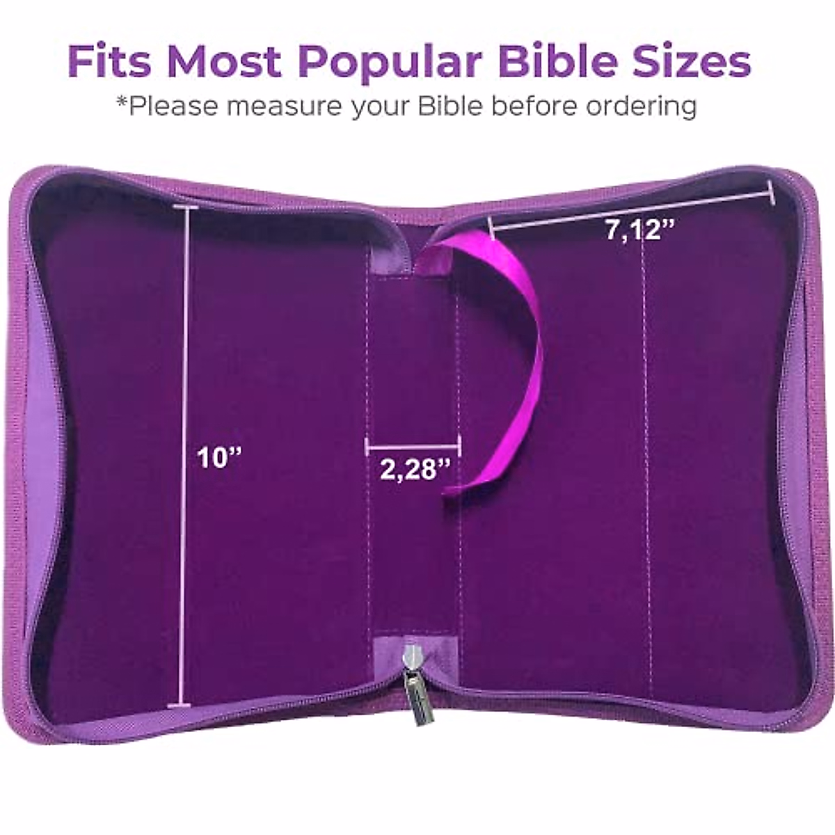 Bible Covers for Women and Girls - Leather Bible Case Bag Large and Medium Size Fits Books Up to 10.1 x 7 x 1.9 Inches - Gift for Women Bright Goods by DEHITE - Purple Faux PU Leather Bible Accessory
