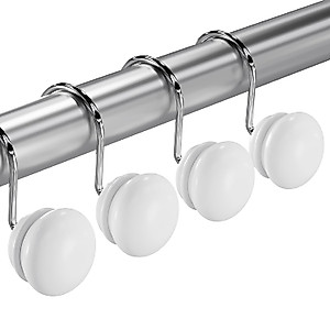 Creative Scents White Shower Curtain Hooks - Set of 12 White Shower Curtain Rings for Bathroom Shower Rod - Decorative Shower Hooks for Shower Curtain - Sturdy Easy to Glide Shower Rings for Curtain