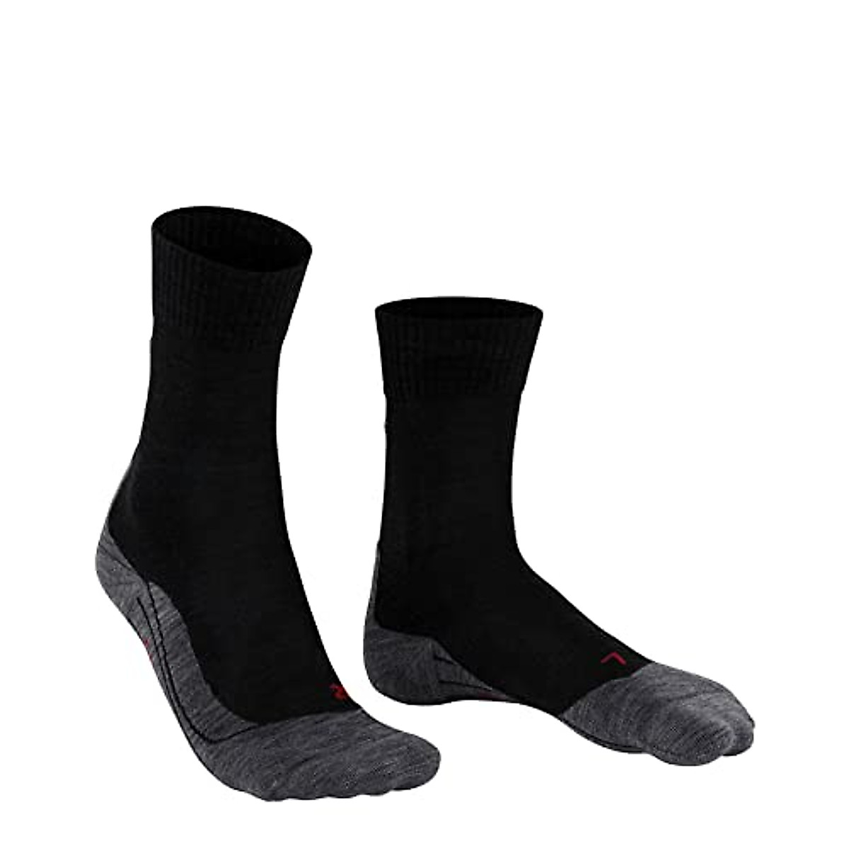 FALKE Women's TK5 Wander Hiking Socks, Crew Length, Light Padding, Athletic Sock, Breathable Quick Dry, Merino Wool, Black (Black-Mix 3010), 8-9, 1 Pair