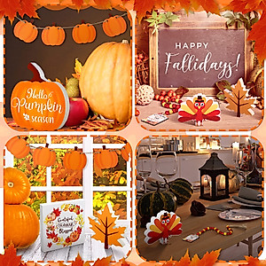10-Piece Fall Tiered Tray Decor - Rustic Farmhouse Tray Decor with Pumpkin Wooden Signs, Turkey Table Centerpieces, Wood Bead Garland, Harvest Wood Blocks for Thanksgiving & Home Wall/Door (Pumpkin)