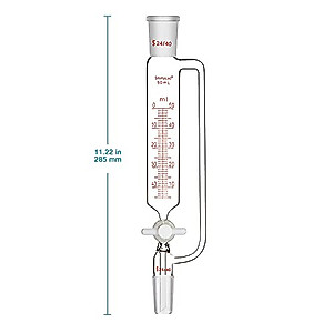 stonylab Pressure Equalizing Graduated Addition Funnel, Borosilicate Glass Dropping Funnel 24/40 Joint 50 ml with PTFE Stopcock for Laboratory (50 ml)