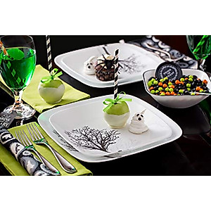 Corelle Vitrelle 18-Piece Service for 6 Dinnerware Set, Triple Layer Glass and Chip Resistant, Lightweight Square Plates and Bowls Set, Timber Shadows