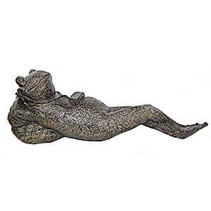 Bellaa 25686 Napping Frog Statue Relax Resting Meditating Zen Garden Buddha Sculpture Yoga Contented Talisman Gift Feng Shui Vastu Figurine