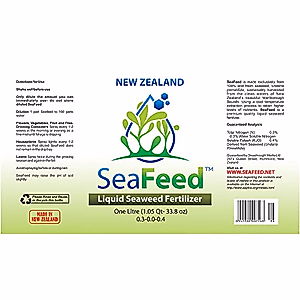 SeaFeed New Zealand Liquid Seaweed Fertilizer 33.8oz Liquid Plant Food for Indoor Plants Vegetables Trees and Lawns | Liquid Lawn Fertilizer