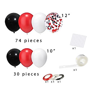 Red White Balloon Garland Arch, 12inch 10inch Red and White Balloons Red Black Balloons Confetti Balloons for Birthday Wedding Graduation Bridal Shower Retirement Party Decorations