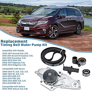 TCKWP329 Engine Timing Belt Kit with Water Pump Fit for 2003-2018 honda odyssey accord pilot Ridgeline Acura MDX RDX RL TL TSX ZDX 3.0L 3.5L 3.7L Replace# TCKWP329 TKH002 19200-RDV-J01