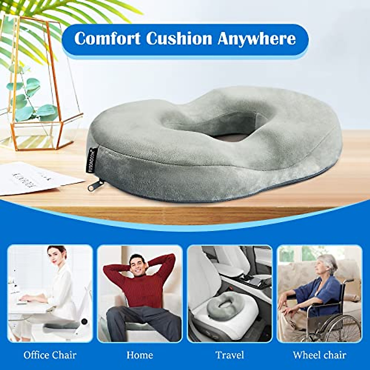 Donut Pillow seat Cushion for Tailbone Pain Hemorrhoid Butt Donut Car Seat Cushion for Office Chair,Orthopedic Memory Foam Sitting Pillow Butt Cushion for Coccyx Sciatica Pregnancy Pressure Relief