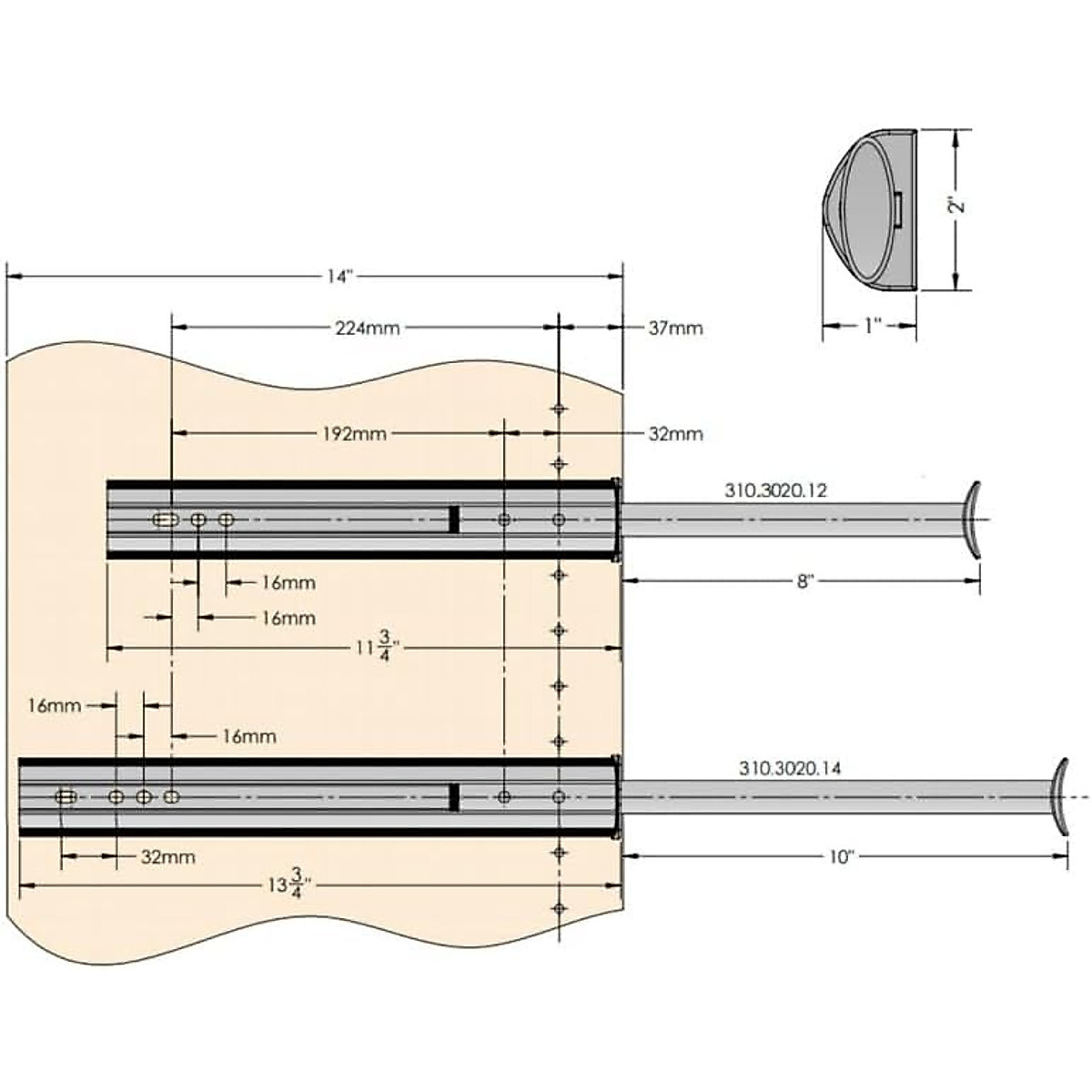 TAG Hardware Premium 14 1/8 Inch Long Expendible Pullout Closet Wardrobe Valet Rod (Matte Gold)