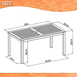 Brampton Patio Bloomington 7-Piece Outdoor Rectangular Dining Table Set | Teak Finish | Ideal for Patio and Indoors