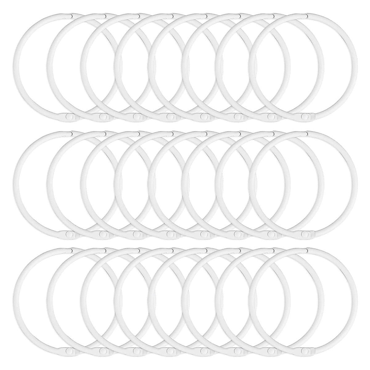 24 Pack Shower Curtain Rings, Rustproof Decorative Shower Curtain Hooks Metal Round Shower Ring Hooks for Bathroom Shower Rod (A-White)
