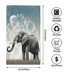 Mount Hour Elephant with Bubble Grey Hand Towels Funny Animals Face Towel Soft Guest Towel Portable Kitchen Tea Dish Towels Washcloths Bathroom Decor Housewarming Gifts 15.7" X 27.5"