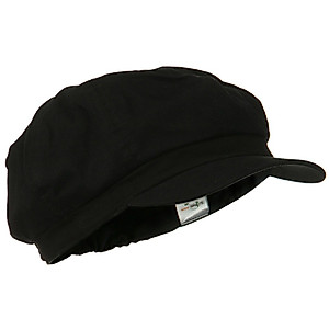 e4Hats.com Cotton Elastic Big Size Newsboy Cap - Black XL-2XL