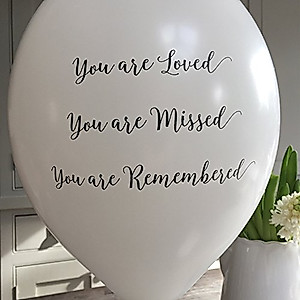 ANGEL & DOVE 25 Premium White 'You are Loved, Missed, Remembered' Biodegradable Funeral Remembrance Balloons - for Memory Table, Memorial, Condolence, Anniversary