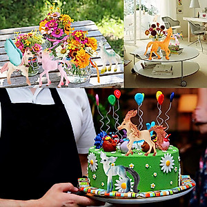 7PCS Unicorn Toy Figurine Set Unicorn Action Figures Cake Toppers for Birthday Party Decoration Figurines Playset Toys for Kids DIY Home Garden Decoration