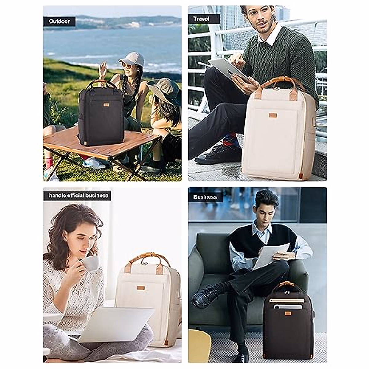 UPPACK Travel Backpack for Women Men Carry on Backpack for Airplanes Large Hiking Back Pack Black Personal Item Backpack Suitcase Overnight Backpack Laptop Backpack 15.6 Inch