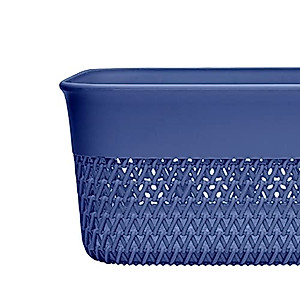 Life Story 10 Quart Lightweight Heavy Duty Woven Trendy Storage Organizer Holder Bin Basket w/Built In Handles for Household Storage, Blue (12 Pack)