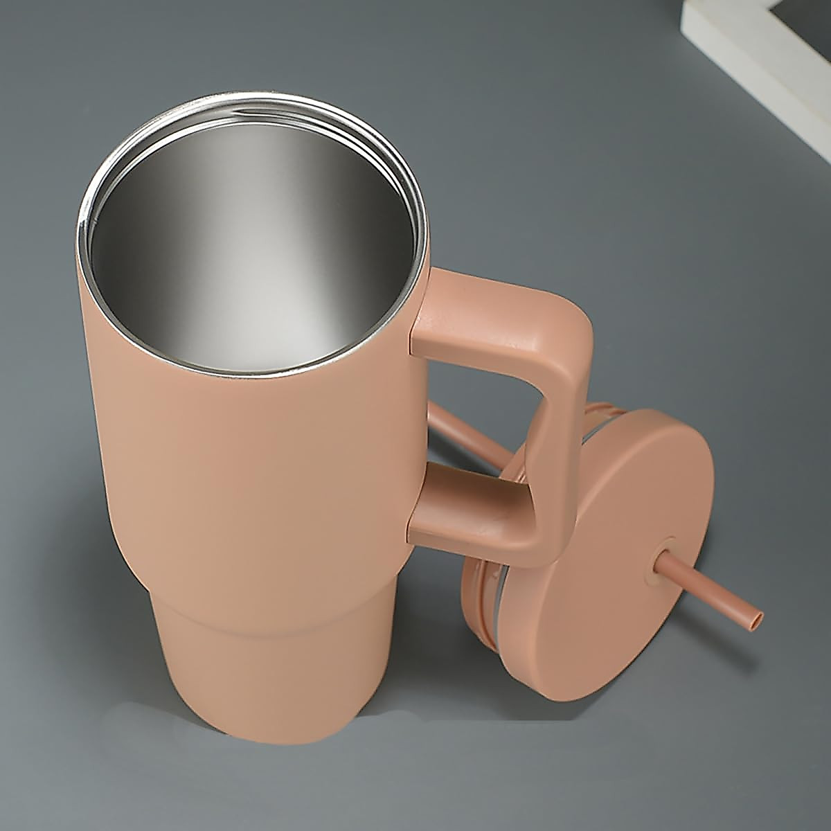 Buckshee 40 oz Tumbler With Handle and Straw Lid, Double Walled Vacuum Sealed Stainless Steel Insulated Travel mug, Travel Thermos for Hot and Cold Beverages (Dark blue)