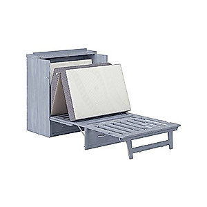 AFI Northfield Twin XL Size Murphy Bed Chest with Mattress, Storage, & Built-in Charger in Driftwood