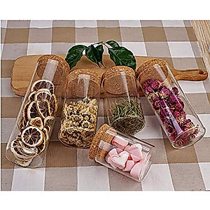 2Pcs 300ml/10oz Empty Clear Glass Bottles with Cork Stopper - Refillable Dry Food Goods Storage Container Vial Jars For Flower Tea Dry Fruit Nuts Candy Seasoning and Other Small Items