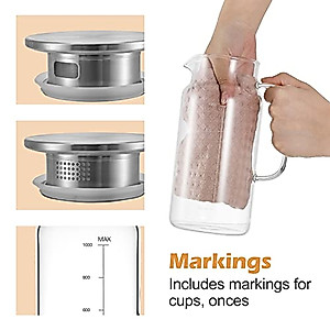 Seal Glass Pitcher With Lid - Great for Homemade Juice & Cold Tea or for Glass Milk Bottle lids (Large)