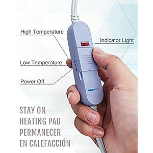 Boncare Stay On NO Auto-Off Hot Heating Pad for Cramps and Back Pain Relief Boncare 12” x 15” Small Fomentera Electrica Lumbar Moist & Dry Heat Washable Cover (Sky Blue)