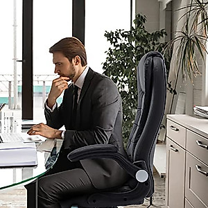 Adjustable Ergonomic Office Chair for Home Office,Massage Office Chair with Heat,Leather Computer Desk Chair,Executive Office Chair with Lumbar Support Thick Bonded Soft Chair (Black)