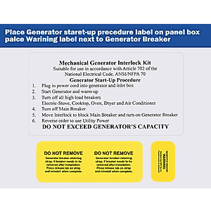 Generator Interlock Kit Compatible with Square D QO or Homeline 150 or 200 amp Panels. 1 3/8 inches Spacing Between Main and Generator Breaker
