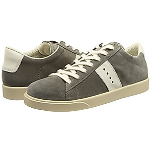 ECCO Women's Street Lite Retro Sneaker, Steel/White Suede, 8-8.5