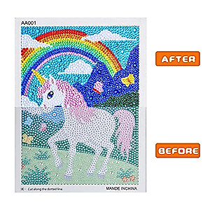 ZALIAFEI Diamond Painting for Kids with Frames, Mosaic Gem Sticker Art Projects Kits, Holiday Crafts Supplies Gifts for Girls Boys Ages 6 7 8 9 10 11 12