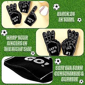 Sinmoe 24 Pcs Mini Foam Finger Sport Fan Foam Mini Finger, We're #1 Sports Themed Party Supplies for Baseball Basketball Soccer Events Team Gifts(Black)