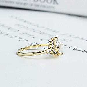 YAZILIND Statement Wedding Ring Gold Plated Square Cubic Zirconia Engagement Jewelry Gift Size 9